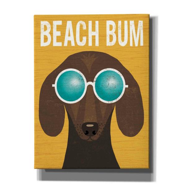 パネルアート Epic Graffiti 'Beach Bums Dachshund I Bum' by Michael Mullan, Giclee キャンバス ウォール- show original title