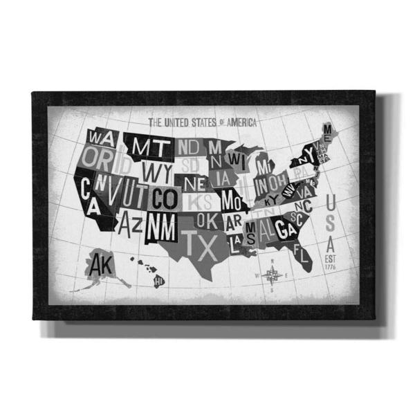 パネルアート Epic Graffiti 'Letterpress USA Map Dark' by Michael Mullan, Giclee キャンバス ウォール A- show original title