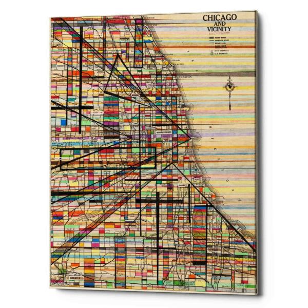 パネルアート Epic Graffiti 'Modern Map of Chicago' Nikki Galapon Giclee キャンバスウォールアート- show original title