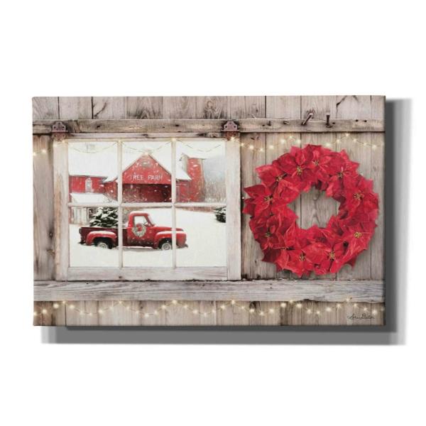 パネルアート Epic Graffiti 'Poinsettia Wreath Window View' by Lori Deiter 、 ジクリー キャンバス ウォール- show original title