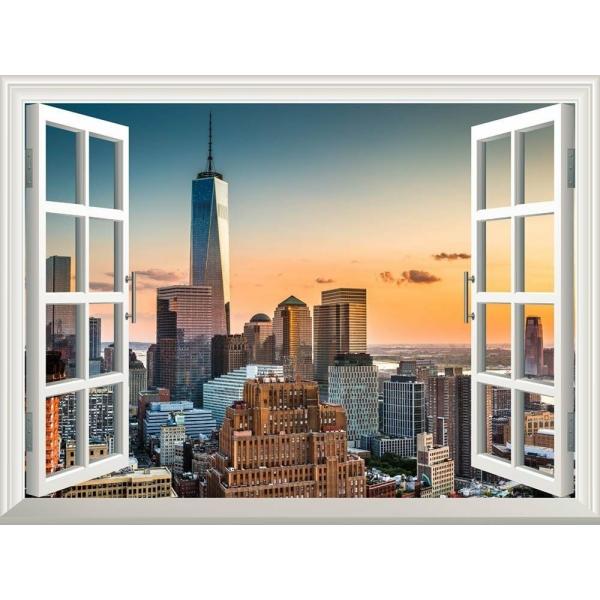 パネルアート Wall Mural-Lower Manhattan Skyline at Sunset - 36 インチx 48 インチ- show original title