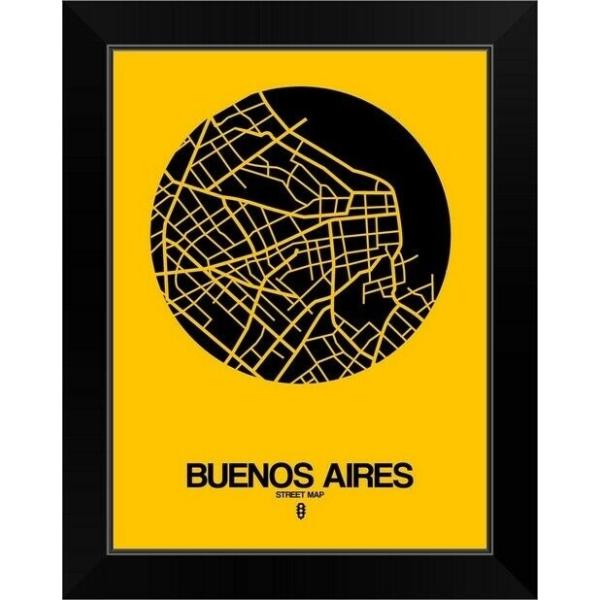 パネルアート Buenos Aires Street Map Yellow Black Framed Wall Art Print Map Home Decor- show original title