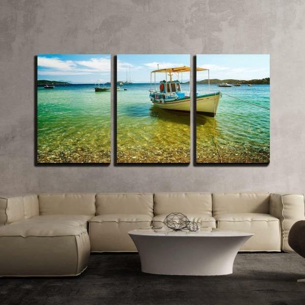 パネルアート 壁 26-Skiathos アイランドギリシャのカラフルボート-CVS - 24 インチx 36 インチx 3 パネル- show original title