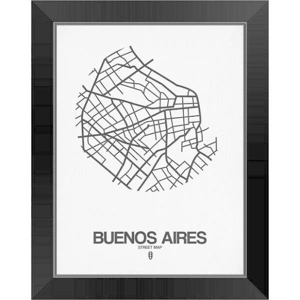 パネルアート Buenos Aires Street Map White Black Framed Wall Art Print Map Home Decor- show original title