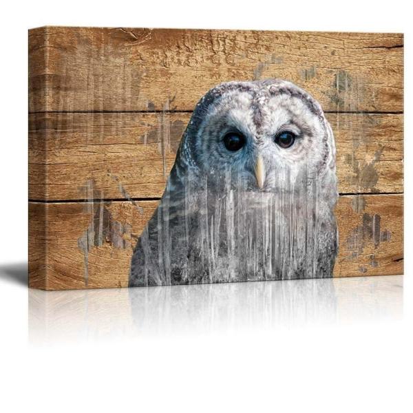 パネルアート Wall26 - Double Exposure Rustic An Owl - Canvas Art Wall Decor - 32x48 inches