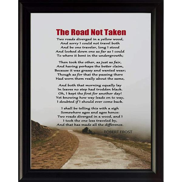 パネルアート Robert Frost Road Not Taken ポスタープリント写真または額入りウォールアート- show original title
