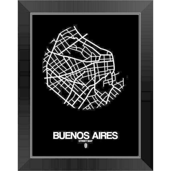 パネルアート Buenos Aires Street Map Black Framed Wall Art Print Map Home Decor- show original title