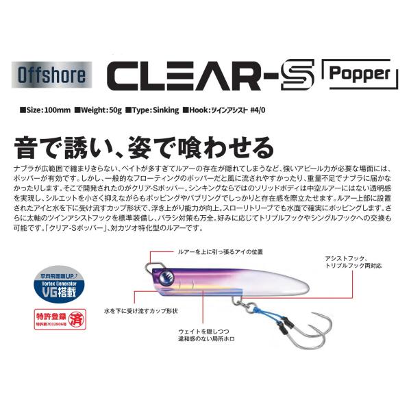 音で誘い、姿で喰わせるナブラが広範囲で纏まりきらない、ベイトが多すぎてルアーの存在が隠れてしまうなど、強いアピール力が必要な場面には、ポッパーが有効です。しかし、一般的なフローティングのポッパーだと風に流されやすかったり、重量不足でナブラに...