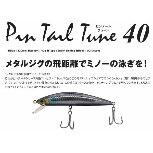 大型魚にも対応する溶接貫通ワイヤーモデル。重さばかりではなく強さも身につけ、オフショアでのシイラ・カツオや青物全般はもちろん、磯場からのヒラスズキ狙いや青物にも対応できるようになり、対象魚の幅がさらに広がりました。120ｍm・40g・スーパ...