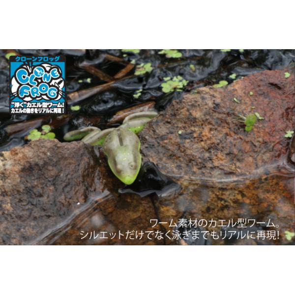 ワーム素材の”浮く”カエルワーム全国のフィールドに生息するカエルを完全イミテートしたワームです。オフセットノーシンカーリグで表層を攻めることができ、スナッグレス性能も抜群です。アクションを加えると、足を伸縮して泳ぐ姿はカエルそのもの。ワーム...