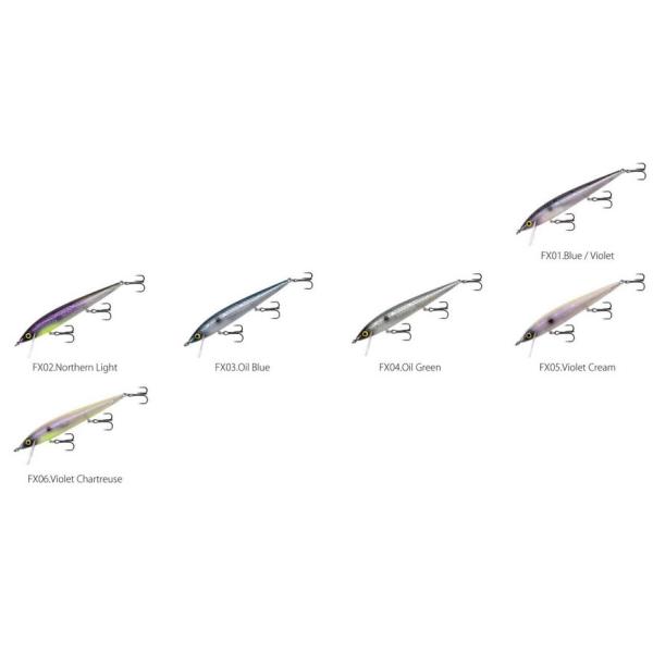 FXカラー低水温期をはじめ、魚の活性が低い際に効果の高いサスペンドモデル（スローフローティング）。ログ独特のロールを伴いながらの左右の動き、下方向へとつんのめる様なアクションに加え、ポーズを入れて使うと効果的です。水面から6ftまでの水深を...