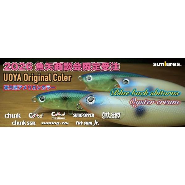 2026年魚矢限定カラー全長82mmの小さなボディーから生まれるFat sum Jr.の動きは、 Fat sumと同様に忠実かつ機敏である上、トルクのある大きなスライドアクションも得意としています。また、Fat sum Jr.から繰り出され...