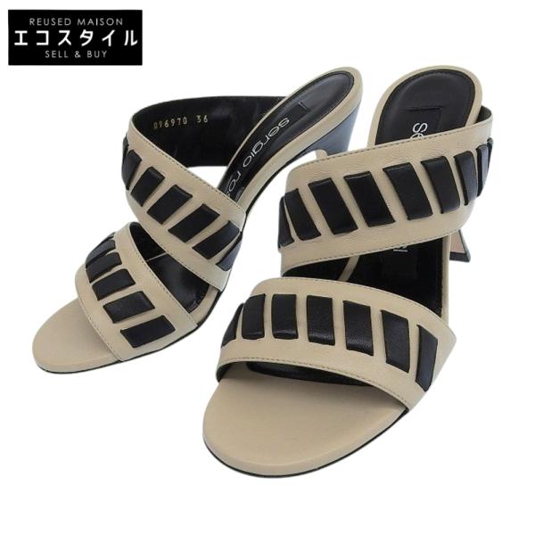 ■商品番号：2777100000158473■商品情報ブランド）セルジオロッシタイプ）新品同様 SR TIEDUP レザー サンダル パンプス レディース チョーク×ブラック 36カラー）チョーク/ブラック素材）レザーサイズ）表記サイズ：3...