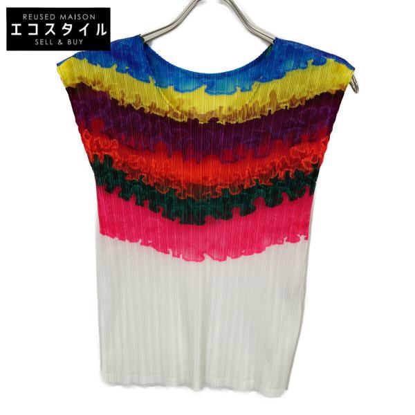 【商品情報】商品番号：2777100000158726ブランド）プリーツプリーズ / PLEATS PLEASEタイプ）PP31-FK342 ホワイト 多色製品染め ノースリーブカットソーカラー）ホワイトシーズン）夏素材）ポリエステル【サイ...