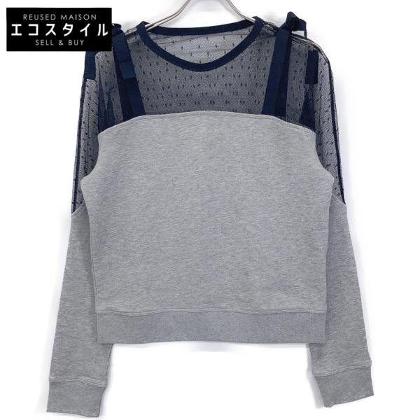 【商品情報】商品番号：2877100000047047ブランド）ヴァレンティノ / VALENTINOタイプ）【Spa】PR3MF04X3JC グレー×ブラック レース スウェット 切り替え トップスカラー）グレー ブラック素材）コットン【...