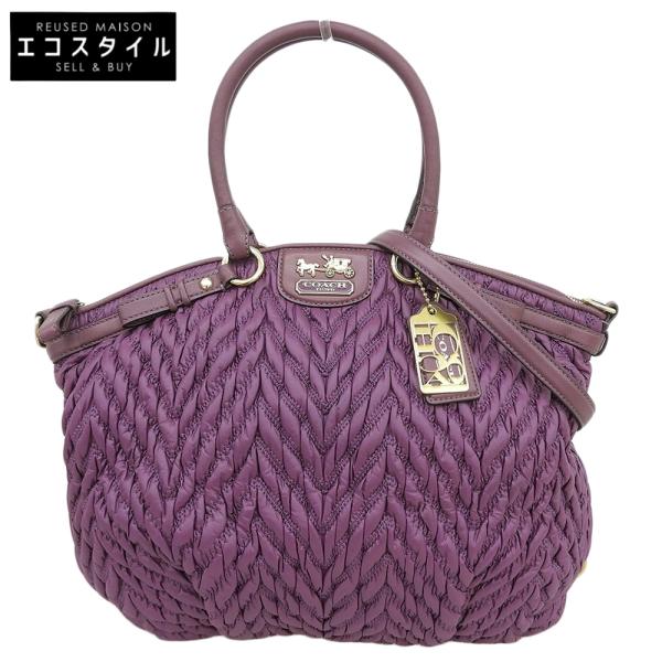 【商品情報】商品番号：2877100000053088ブランド）コーチ / COACHタイプ）美品 マディソン シェブロン 2wayバッグ トートバッグ レディース パープル 70th記念モデルカラー）パープル素材）ナイロン【サイズ】Ｗ29...