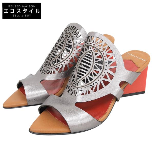 【商品情報】商品番号：2877100000054843ブランド）マナ / MANAタイプ）美品 グレー×レッド レーザーカット サンダル シューズ レディース 39カラー）グレー/レッド素材）レザー【サイズ】表記サイズ：39JP靴サイズ：2...