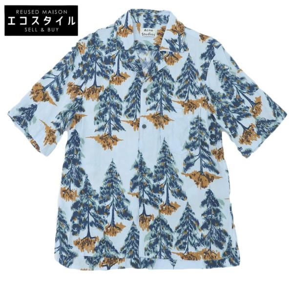 【商品情報】商品番号：2887700000055625ブランド）アクネ ストゥディオズ / ACNE STUDIOSタイプ）19SS 美品 ツリー柄 オープンカラー 半袖シャツ トップス メンズ ライトブルー 44カラー）ライトブルーシーズ...