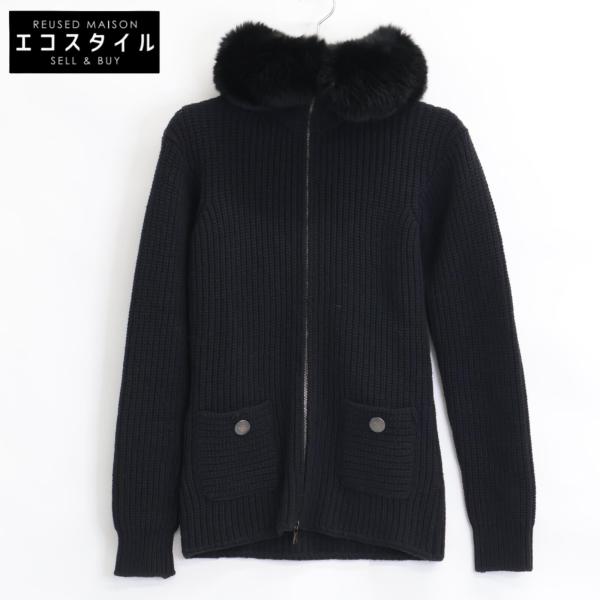 【商品情報】商品番号：2889900000113067ブランド）プラダスポーツ / PRADA SPORTタイプ）125238 S90 06年 ブラック ブルーフォックスファー ニットパーカーカラー）ネイビーシーズン）春秋素材）ウール【サイ...