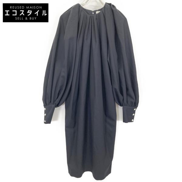 ■商品番号：2889900000116366■商品情報ブランド）コラムタイプ）ネイビー 22年 ウール ボリュームスリーブ ドレスワンピースカラー）ブラック素材）ウールサイズ）表記サイズ：36着丈：111.5cm身幅：62cm袖丈/脇下から...