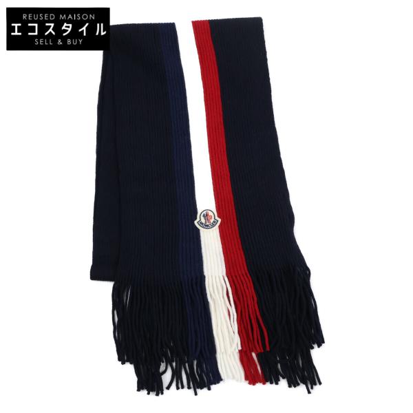 ■商品番号：2889900000118336■商品情報ブランド）モンクレールタイプ）【新品同様】SCIARPA ウール トリコロールカラー）ネイビー素材）ウールサイズ）Ｗ28cm全長：206cm※全長はフリンジを含めた採寸となります。 (若...