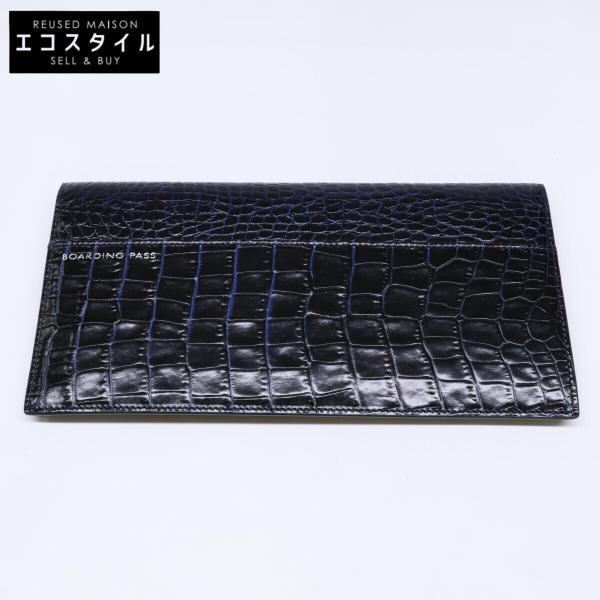 ■商品番号：2889900000118691■商品情報ブランド）スマイソンタイプ）【新品同様】型押しレザー パスポートケースカラー）ブラック/ブルー素材）レザー円サイズ）Ｈ12cmx Ｄ1cmＷ24cm (若干の誤差はご了承下さい。)付属品...