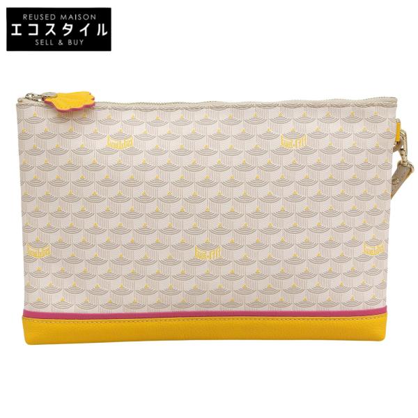 ■商品番号：2909500000057148■商品情報ブランド）フォレ ル パージュタイプ）美品 エカイユ柄 クラッチバッグ レディース ベージュ系×イエローカラー）ベージュ系/イエロー素材）PVCサイズ）Ｗ27.5cm x Ｈ18.5cm...