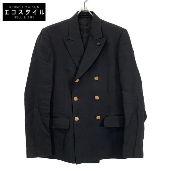 ■商品番号：2909500000057343■商品情報ブランド）ラルディーニタイプ）ブラック EQ6902G リネン ダブルブレスト ジャケットカラー）ブラック素材）リネンサイズ）表記サイズ：48肩幅：42cm着丈：72.5cm身幅：51c...