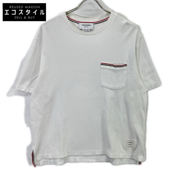 ■商品番号：6777100000004736■商品情報ブランド）トムブラウンタイプ）白 半袖カットソー トリコロールカラー）ホワイト素材）コットンサイズ）肩幅：49cm着丈：67cm身幅：54cm袖丈：23 (若干の誤差はご了承下さい。)−...