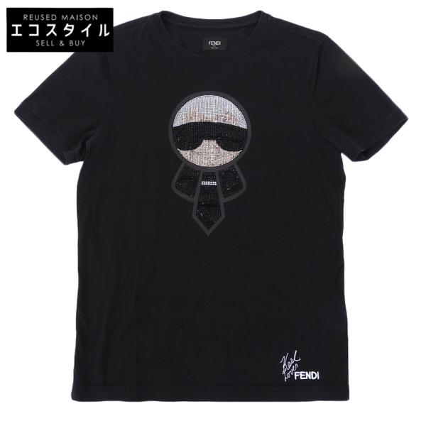■商品番号：6888800000001894■商品情報ブランド）フェンディタイプ）カールラガーフェルド クルーネック 半袖 Tシャツ トップス メンズ ブラック 46 FY0626 1YNカラー）ブラックサイズ）表記サイズ：46肩幅：40c...