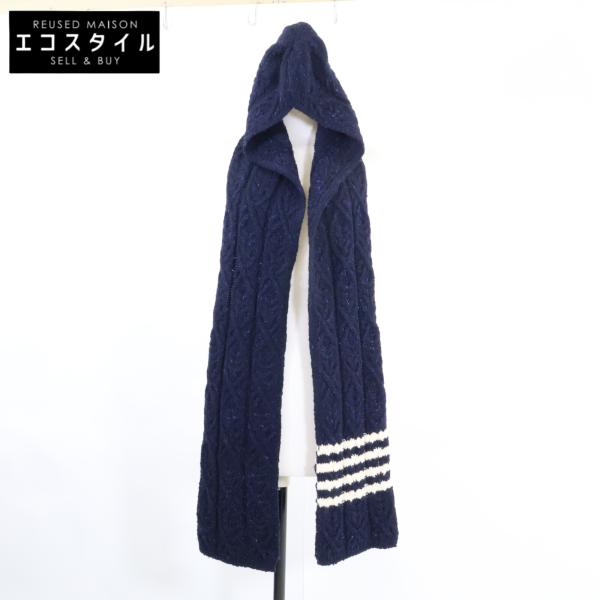 【商品情報】商品番号：6888800000002511ブランド）トムブラウン / THOM BROWNEタイプ）フード付 ウール ケーブルニットカラー）ネイビーシーズン）冬素材）ウール【サイズ】Ｗ18cm全長：113cm※全長はフードの頭頂...