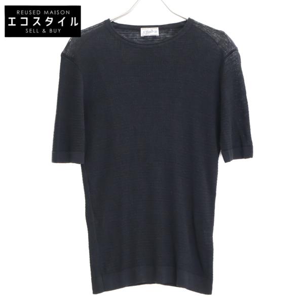 ■商品番号：7765400000094510■商品情報ブランド）サンモリッツタイプ）ブラック リネン シアーメッシュ クルーネック ショートスリーブカットソーカラー）ブラック素材）リネンサイズ）表記サイズ：48肩幅：42cm着丈：61cm身...