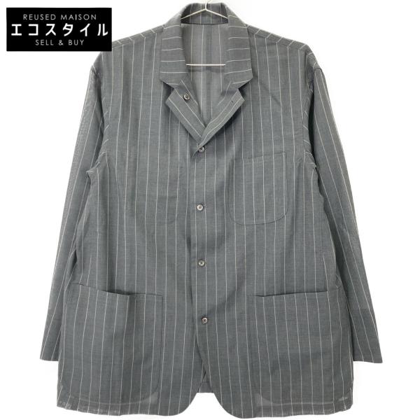 ■商品番号：7765400000098391■商品情報ブランド）ビューティフルピープルタイプ）グレー wool silk stripe shirtjacket リバーシブルジャケットカラー）グレー素材）ウールサイズ）表記サイズ：36肩幅：4...