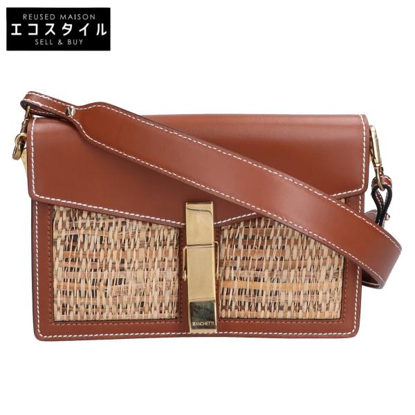 ■商品番号：7765400000107820■商品情報ブランド）ザンケッティタイプ）【美品】ラフィアｘレザー クリップカラー）ブラウン/ベージュ素材）レザーサイズ）Ｗ23.5cm x Ｈ16cm x Ｄ3.5cmショルダー：85〜91cm ...