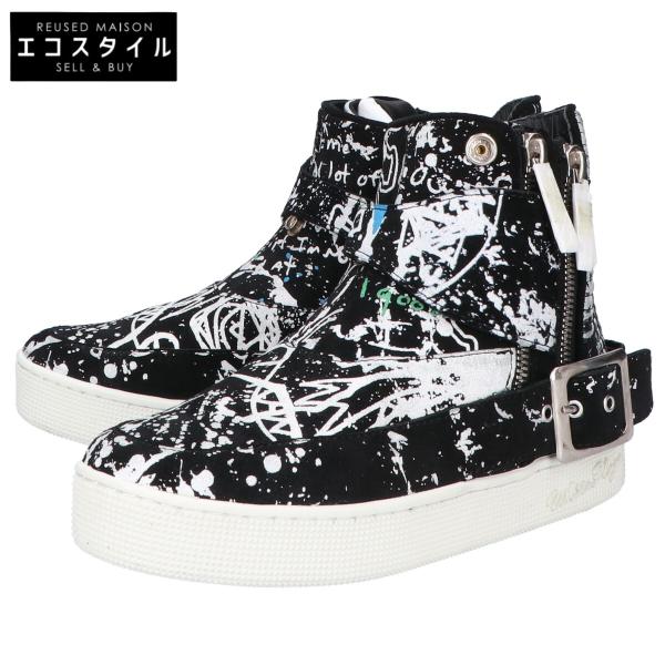 ■商品番号：7765400000109140■商品情報ブランド）ホワイトフラッグスタイプ）【×haculla】 ペイントデザイン ハイカットスニーカーカラー）ブラックサイズ）表記サイズ：24.5US靴サイズ：6.5JP靴サイズ：24.5cm...