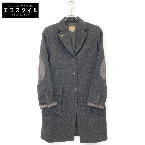 ■商品番号：7765400000109619■商品情報ブランド）ナイジェルケーボンタイプ）ブラック ヘリンボーンウール レザーエルボーパッチコートカラー）グレー素材）ウールサイズ）表記サイズ：6肩幅：39cm着丈：86cm身幅：46cm袖丈...