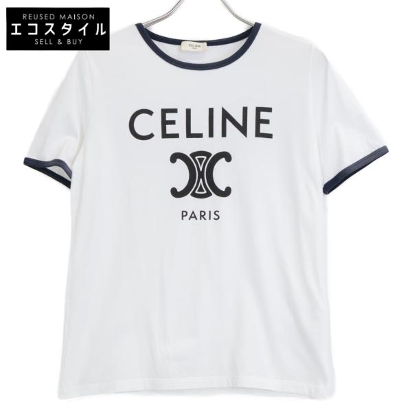 【商品情報】商品番号：7765400000112011ブランド）セリーヌ / CELINEタイプ）2X872671Q ホワイト トリオンフ コットンジャージー Tシャツカラー）ホワイトシーズン）夏素材）コットン【サイズ】表記サイズ：S肩幅：...