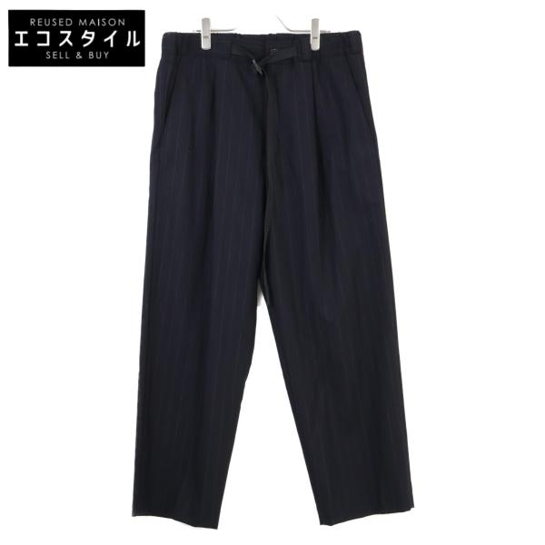【商品情報】商品番号：7765400000117608ブランド）ウジョー / Ujohタイプ）【STUDIOUS別注】M762-P58-151 ブラック ストライプ ベルテッドワイドパンツカラー）ブラック素材）ウール【サイズ】表記サイズ：2...