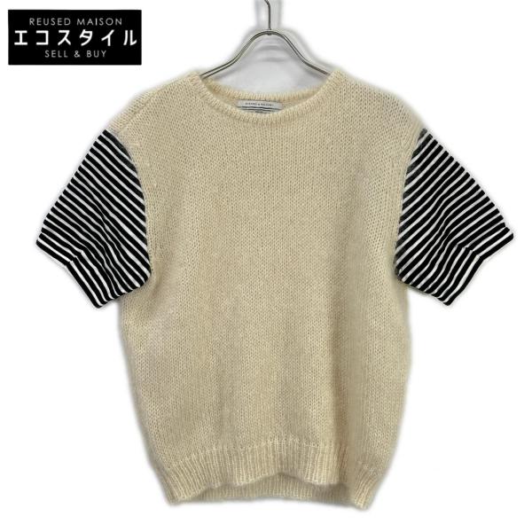 【商品情報】商品番号：7765400000117783ブランド）ボーダーズアットバルコニー / BORDERS at BALCONYタイプ）ベージュ×ブラック ストライプ 切り替え半袖ニットカラー）ベージュ×ブラックシーズン）春秋【サイズ】...