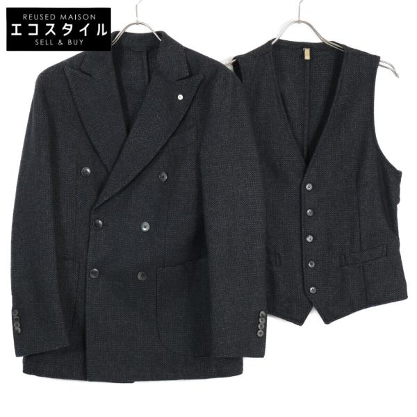 ■商品番号：7765400000120157■商品情報ブランド）エルビーエム1911タイプ）2874 ダークグレー ウール混 ダブルブレストテーラードジャケット/ジレ 2点セットカラー）ダークグレー素材）ウールサイズ）表記サイズ：46R肩幅...