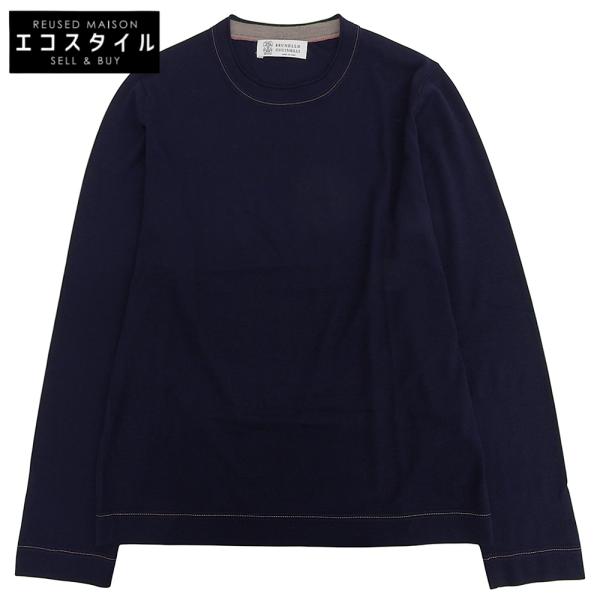 【商品情報】商品番号：7765400000121260ブランド）ブルネロクチネリ / BRUNELLO CUCINELLIタイプ）ヴァージンウール クルーネック ロングスリーブ ニットソー トップス メンズ ネイビー 44カラー）ネイビーシ...