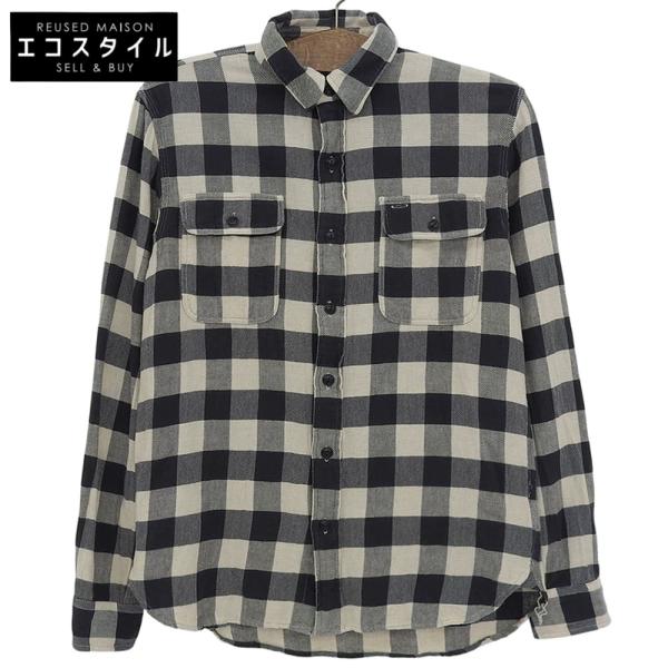 ■商品番号：7765400000123024■商品情報ブランド）ダブルアールエルタイプ）チェック柄 ロングスリーブ ボタンシャツ リネン混 トップス メンズ ブラック×ホワイト S 782856993001カラー）ブラック/アイボリーサイズ...