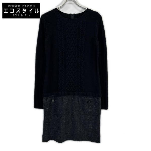 【商品情報】商品番号：7765400000136017ブランド）タエアシダ / TAE ASHIDAタイプ）ブラック×チャコール ロングスリーブ ケーブルニット タイトワンピースカラー）ブラック×チャコールシーズン）冬素材）ウール【サイズ】...