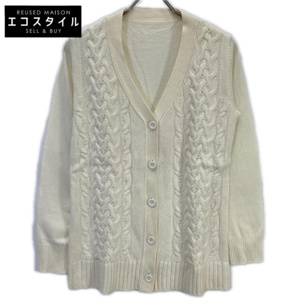 【商品情報】商品番号：7765400000136020ブランド）タエアシダ / TAE ASHIDAタイプ）ホワイト カシミア100 ロングスリーブ ケーブルニットカーディガンカラー）ホワイト素材）カシミヤ【サイズ】表記サイズ：M肩幅：39...