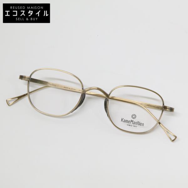 【商品情報】商品番号：7765400000141576ブランド）カメマンネン / KameManNenタイプ）【美品】KMN114 AG TITANIUM デモレンズ ワイドスクエアシェイプ アイウェアカラー）アンティークゴールド素材）チタ...