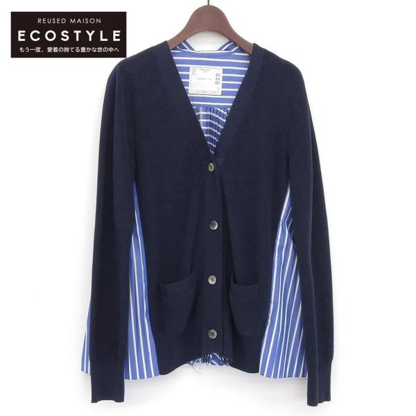sacai サカイ コットンカーディガン ドッキングストライプシャツ sacai サカイ コットンカーディガン ドッキングストライプシャツ