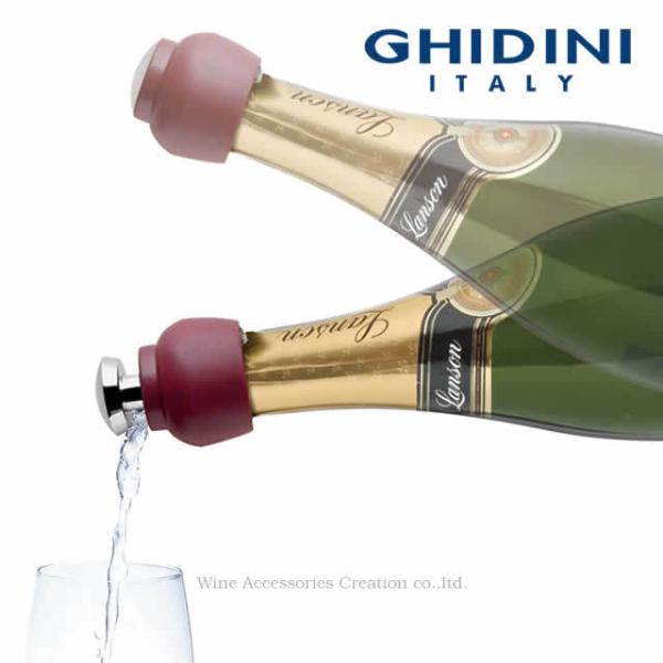 ■GHIDINI ギディニ マッシュルーム シャンパンストッパー＆ポアラーシャンパンやスパークリングボトルの口に差し込み、ボトルを傾けるだけで、ゆっくりとグラスに注ぐことが出来るサーバーです。注ぎ終えてボトル口を上に向けると、フタが閉まって...