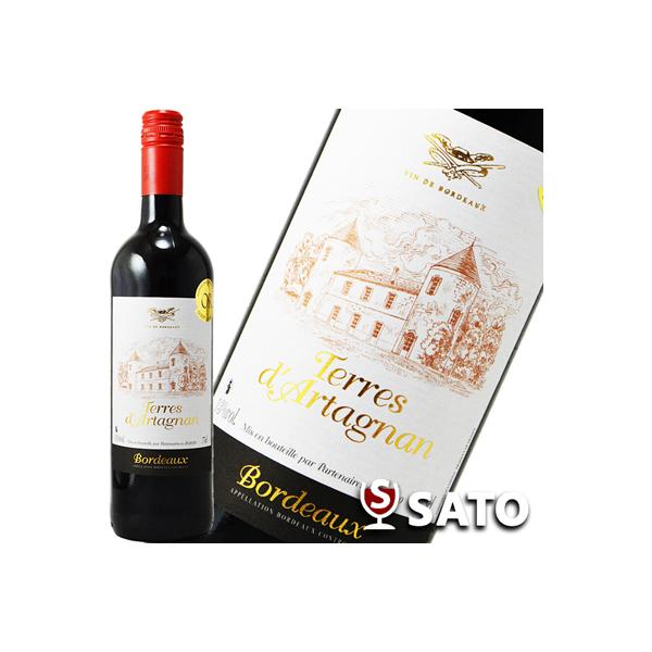 TERRES D'ARTAGNAN　BORDEAUX【data】◆生産者　テル・ダルタニャ◆種類　　赤ワイン◆内容量　750ml◆品種　　メルロ80％、カベルネ・ソーヴィニヨン20％◆味わい　やや辛口/ミディアムフルボディ ◆度数　　13....