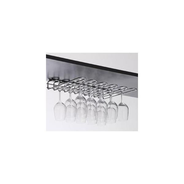 太くて丈夫なクローム製ポールを使用。背面と上面の２箇所に固定ネジの穴があるので、天板にも壁にも設置できます。５列×４脚収納（テイスティンググラス使用時）※グラスサイズにより収納可能数は異なります。Glass Rack本体サイズ：幅４５０×奥...