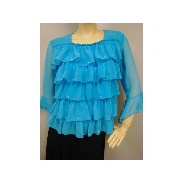 コーラス衣装 ブラウス 楽器演奏 舞台衣装 ブラウス 刺繍 スパンコール ステージ衣装 トップスジョーゼット生地の五段フリルデザイントップス。身頃は裏地付き。お揃いで発表会衣装にも最適。ジョーゼット生地のため伸縮性なし。左側脇ファスナーあり...